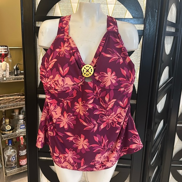 Jaclyn Smith | Swim | Jaclyn Smith Pink Tropical Floral Halter Tankini ...